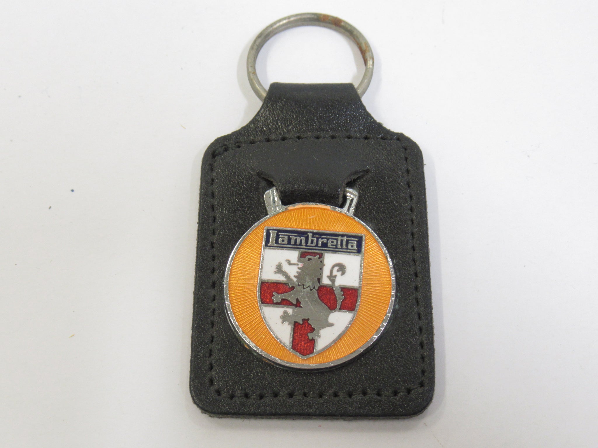 vintage Lambretta scooter key fob leather backing | Steadfast Cycles
